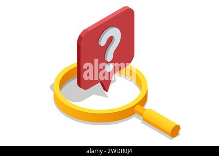 Isometric Question Marks, Message box with question, Chatbot technology ...