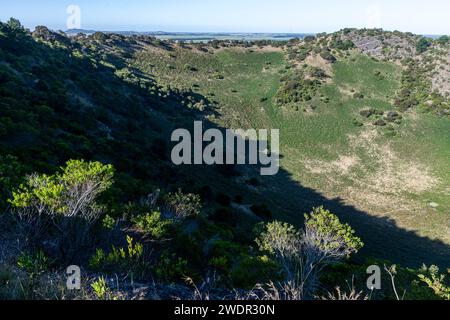 Mount Schank, an extinct volcanic crater, seen from the Valley Lakes ...