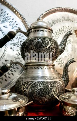 Turkish tea pot made of metal in a traditional style Stock Photo - Alamy