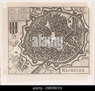 Map of Mechelen, Anonymous, 1652 print Map of Mechelen with buildings ...