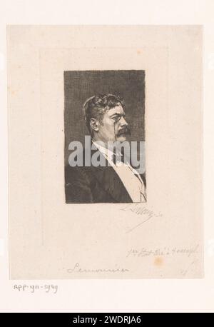 Portret van Camille Lemonnier, Louis Le Nain, 1861 - 1911 print paper ...