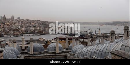 Istanbul's cityscape viewing the Galata tower and Bosphorus Stock Photo ...