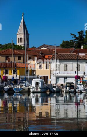 Pleasure Boats, Marina, Novigrad Port, Tower of St. Pelagius Church in ...