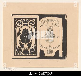 Ex Libris van D. Cheap, Carel Adolph Lion Cachet, 1917 print On the ...