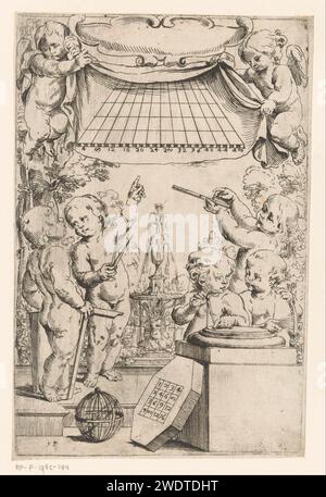 Allegory on geometry. Allegory on the geometry with putti with ...