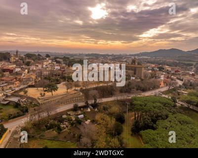Aerial view of Calonge town medieval castle with inner garrison ...