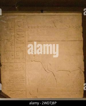 Egypt, Saqqara, Serapeum, stele dedicated to the Apis bull and the god ...