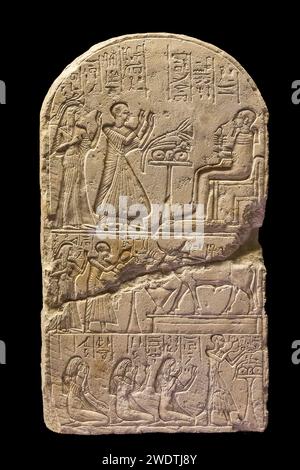 Egypt, Saqqara, stela dedicated to the Apis bull, reign of Ramses II ...