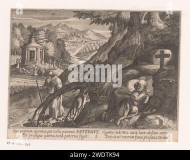 Holy Paternus as a recluse, Raphaël Sadeler (I), After Maerten de Vos ...