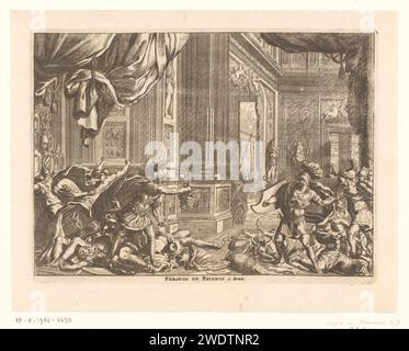 Phineus disturbs the wedding of Perseus and Andromeda, Crispijn van de ...