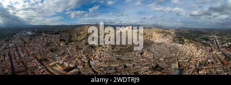 The ruined medieval Castillo de los Condes de Saldaña on a hilltop ...