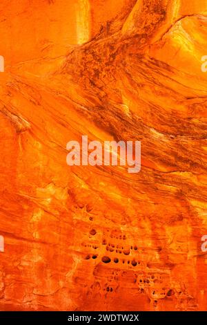 Tafoni or rock lace erosion inside Honeymoon Arch in Mystery Valley in ...