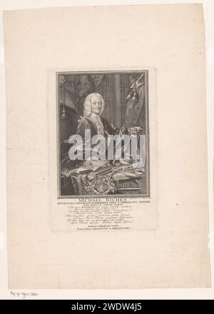 Portrait van Michael Richey, Christian Fritzsch, 1764 print paper ...