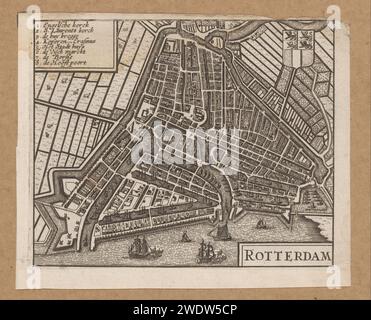 Map of Rotterdam, Anonymous, 1650 - 1700 print paper etching ...
