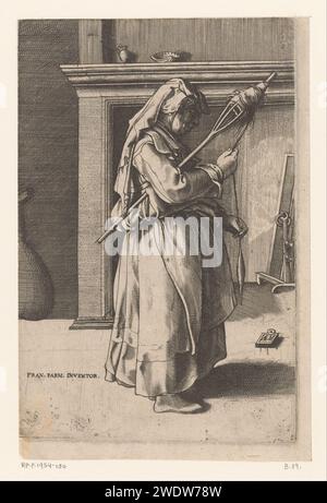 Older woman with spinning skirt, Enea Vico, After Parmigianino, 1533 ...