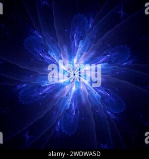 Blue glowing quantum waves in space, computer generated abstract ...