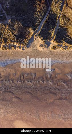 Aerial views over Horton Beach on the Gower Peninsula, Horton, Gower ...