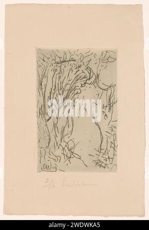 Geabstraheerd Bosgücht, Erich Wichmann, 1919 print paper etching ...