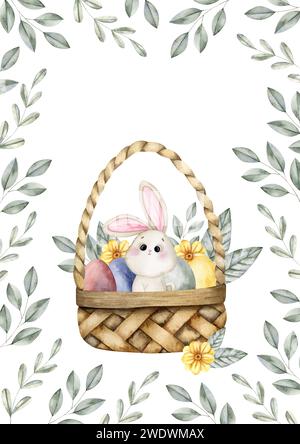 Watercolor hand drawn Easter celebration clipart. Pastel circle wreath ...