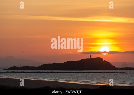 A beautiful sunset at Fidra Island near Yellowcraig Beach, North ...