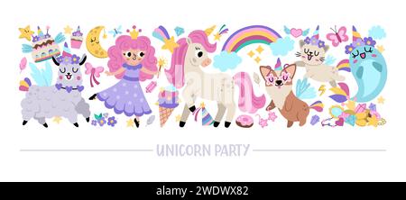 Fantasy world party flyer, fairy characters and fantastic trees ...