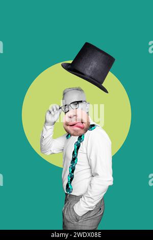 Collage template of different business rich man joking bullying woman ...