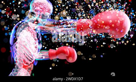 Abstract 3D anatomy of a man boxing Stock Photo - Alamy