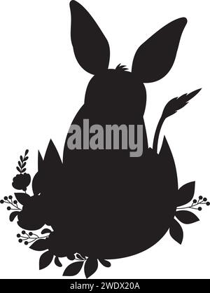 Silhouette Australian animal bilby with Easter eggs. Black hand drawing ...