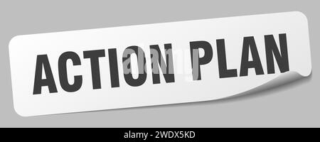 action plan sticker. action plan rectangular label isolated on white ...
