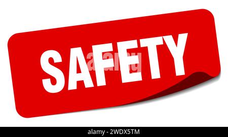 safety sticker. safety rectangular label isolated on white background ...