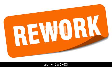 rework sticker. rework rectangular label isolated on white background ...
