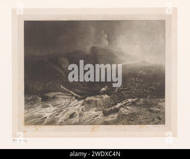 Rocky Landscape with River and Reiger, Jean Théodore Joseph Linnig ...