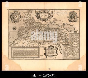 Abraham Ortelius' 'Romani Imperii Imago' is a historical map depicting ...