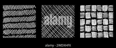 Hatching textures, cross lines canvas patterns on white background vector illustration Stock ...