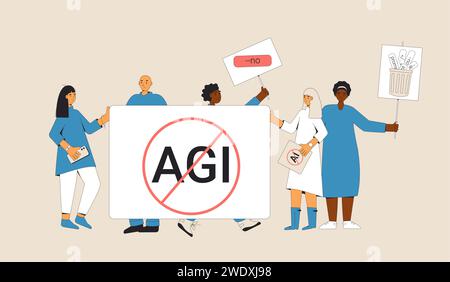 Anti artificial general intelligence for design. Young artist protest ...