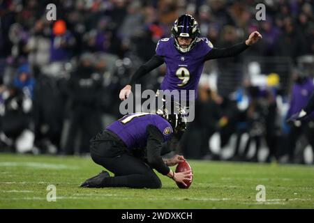 Baltimore Ravens punter Jordan Stout comes onto the field during ...