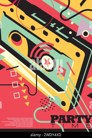 1980s Retro Party Invitation Vector. 1980 Vintage Style Design. Shine ...