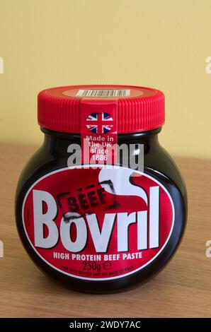 Jar of Beef Bovril With A Mug Stock Photo - Alamy