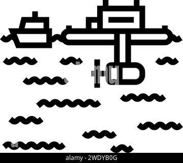 floating platform tidal power line icon vector. floating platform tidal ...