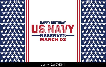 Happy Birthday US Navy Reserves. Vector illustration. March 3. Holiday ...