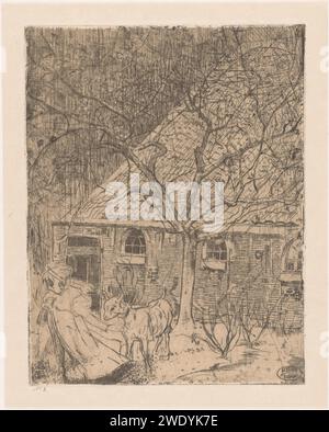 Girl with goat, Pieter Dupont, 1895, In the background trees and a farm ...