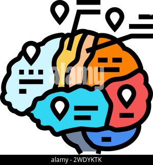 brain mapping neuroscience neurology color icon vector illustration ...