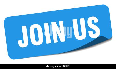 join us sticker. join us rectangular label isolated on white background ...