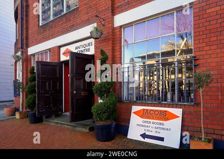 Main entrance at Jacob's Market Antiques Centre, Cardiff city centre ...