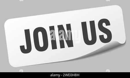 join us sticker. join us rectangular label isolated on white background ...