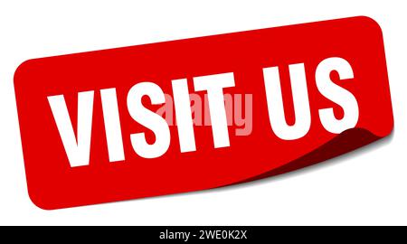 visit us sticker. visit us rectangular label isolated on white ...