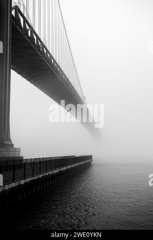 Windsor Detroit International Crossing Ambassador Bridge in the fog ...