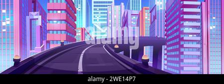 Highway flyover in modern city. Vector cartoon illustration of bridge ...