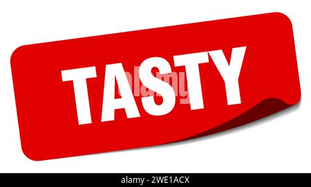 tasty sticker. tasty rectangular label isolated on white background ...