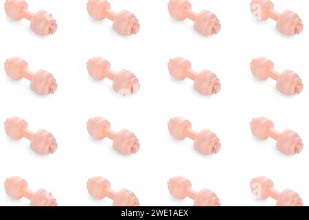 Many dumbbells on white background. Pattern for design Stock Photo - Alamy